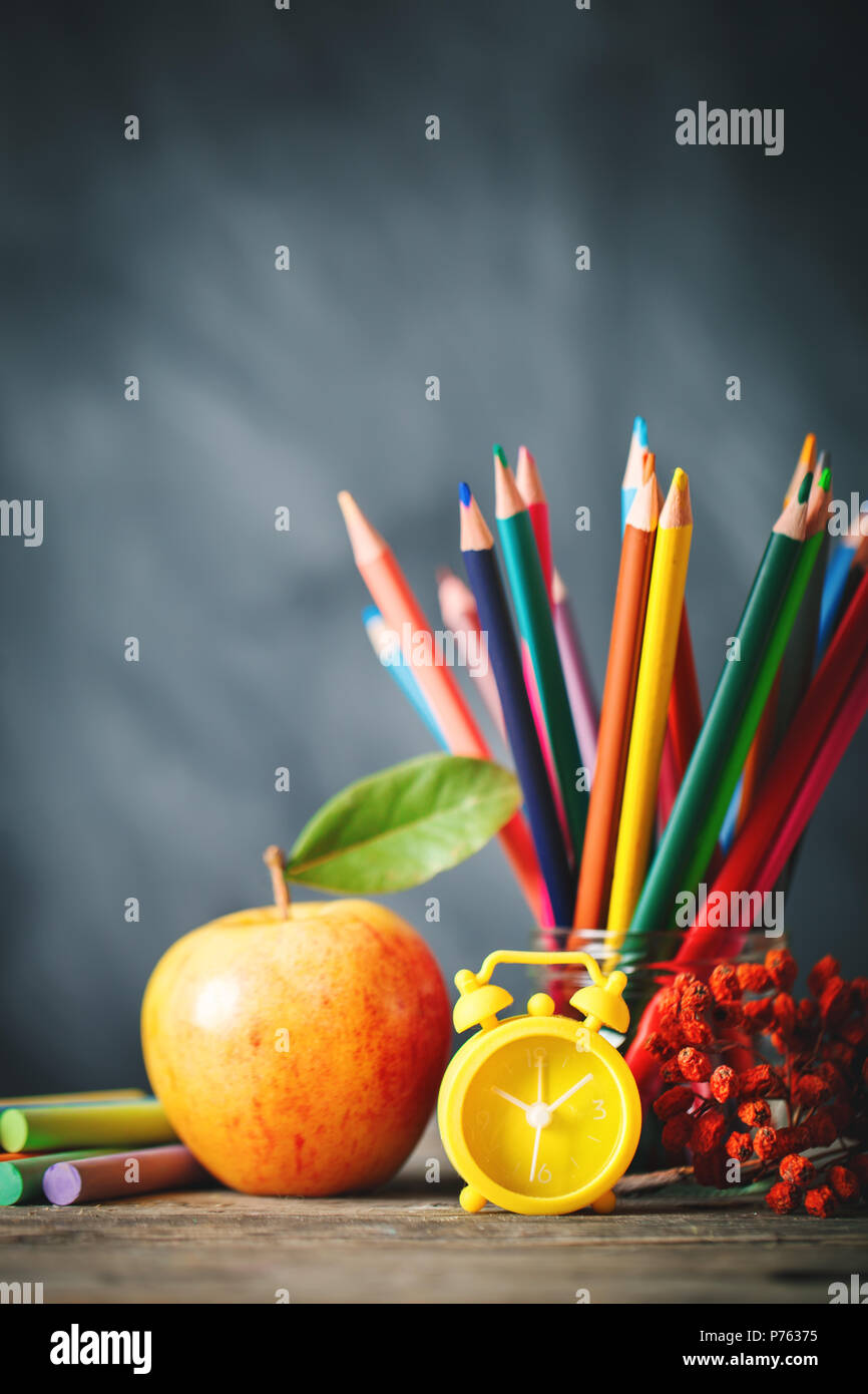 Back to school background with school supplies Stock Photo - Alamy