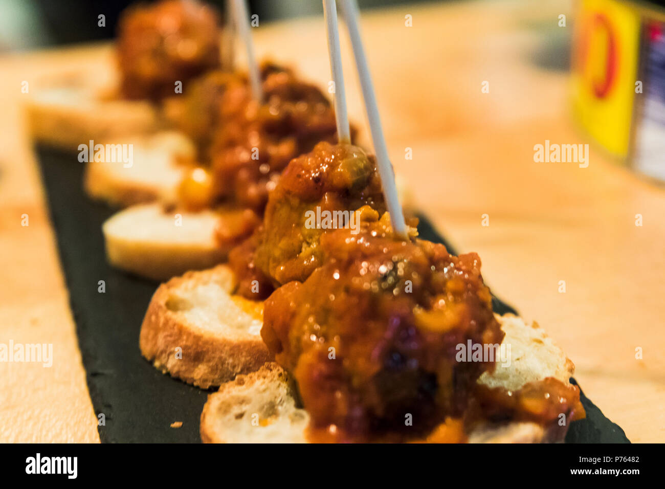 Several Spanish tapas called pintxos of the Basque country Stock Photo ...