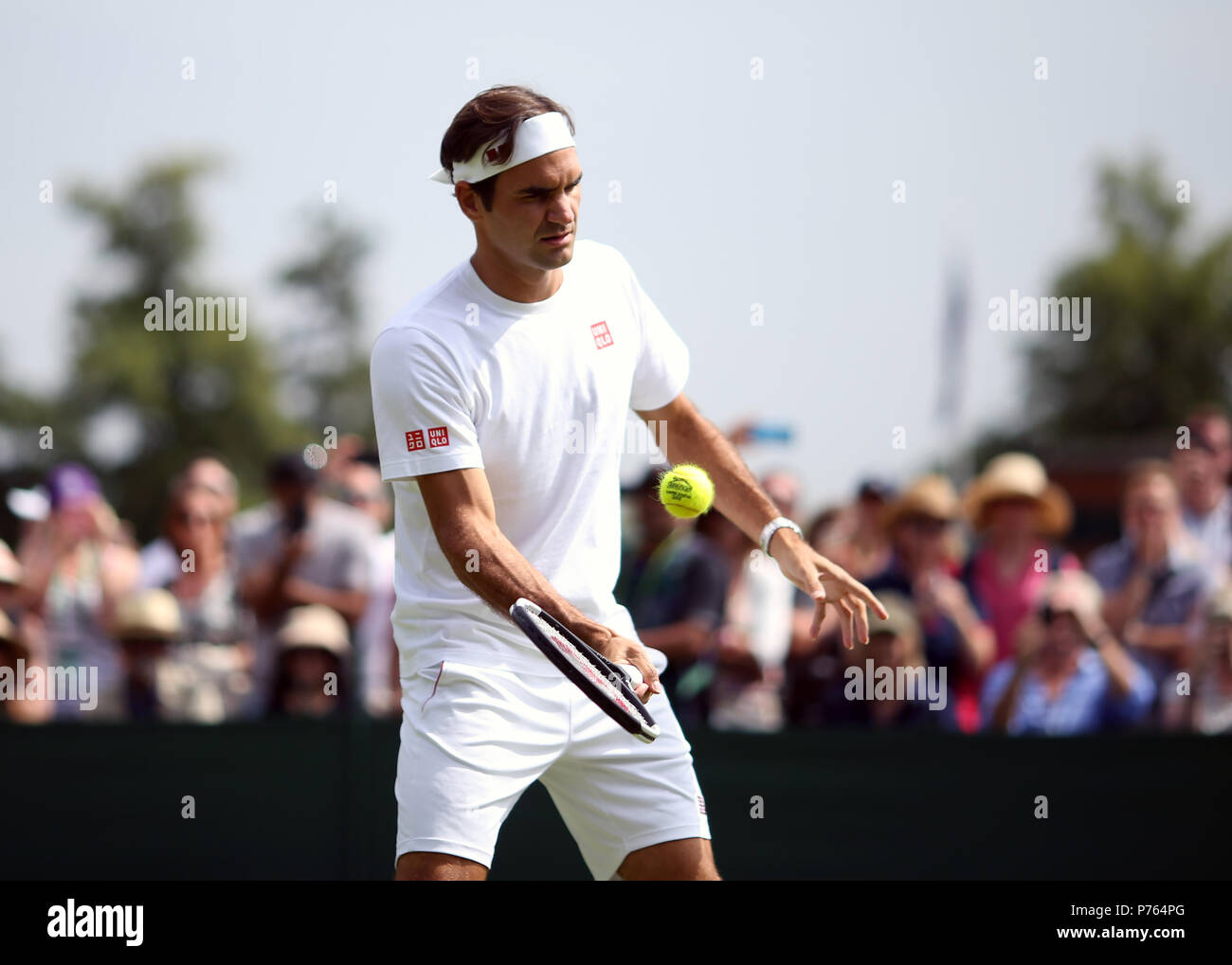 Roger Federer during a practice session on court 4 on day three of the ...