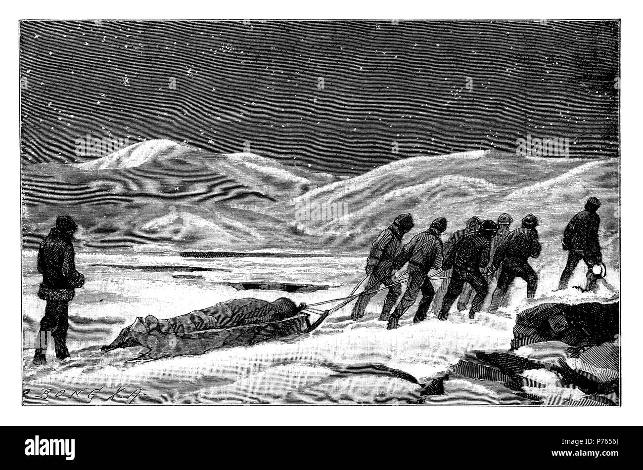 Adolphus W. Greely: Funeral in polar ice. After Greely "Three years of ...