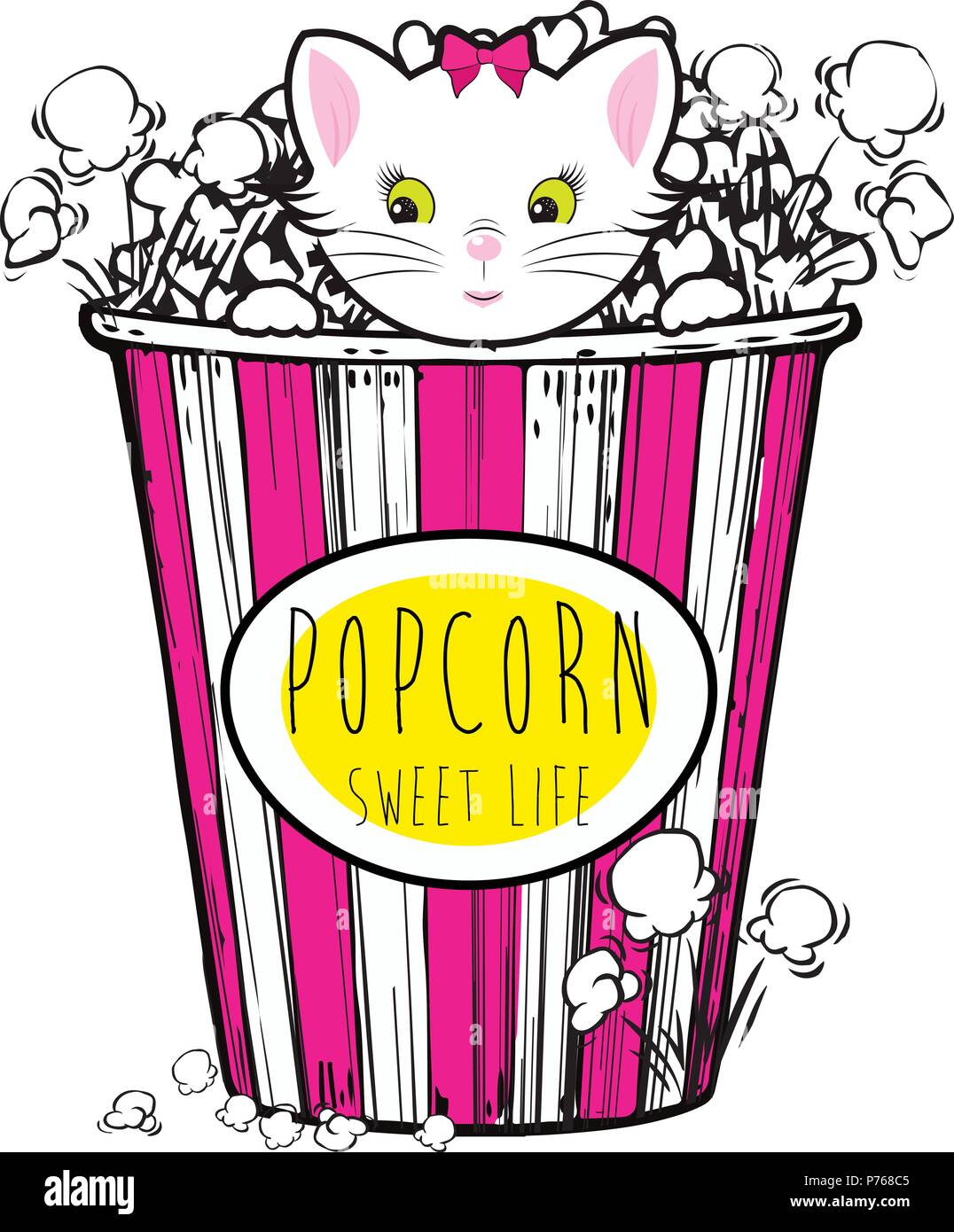 Popcorn box with cute cat Stock Vector Image & Art - Alamy