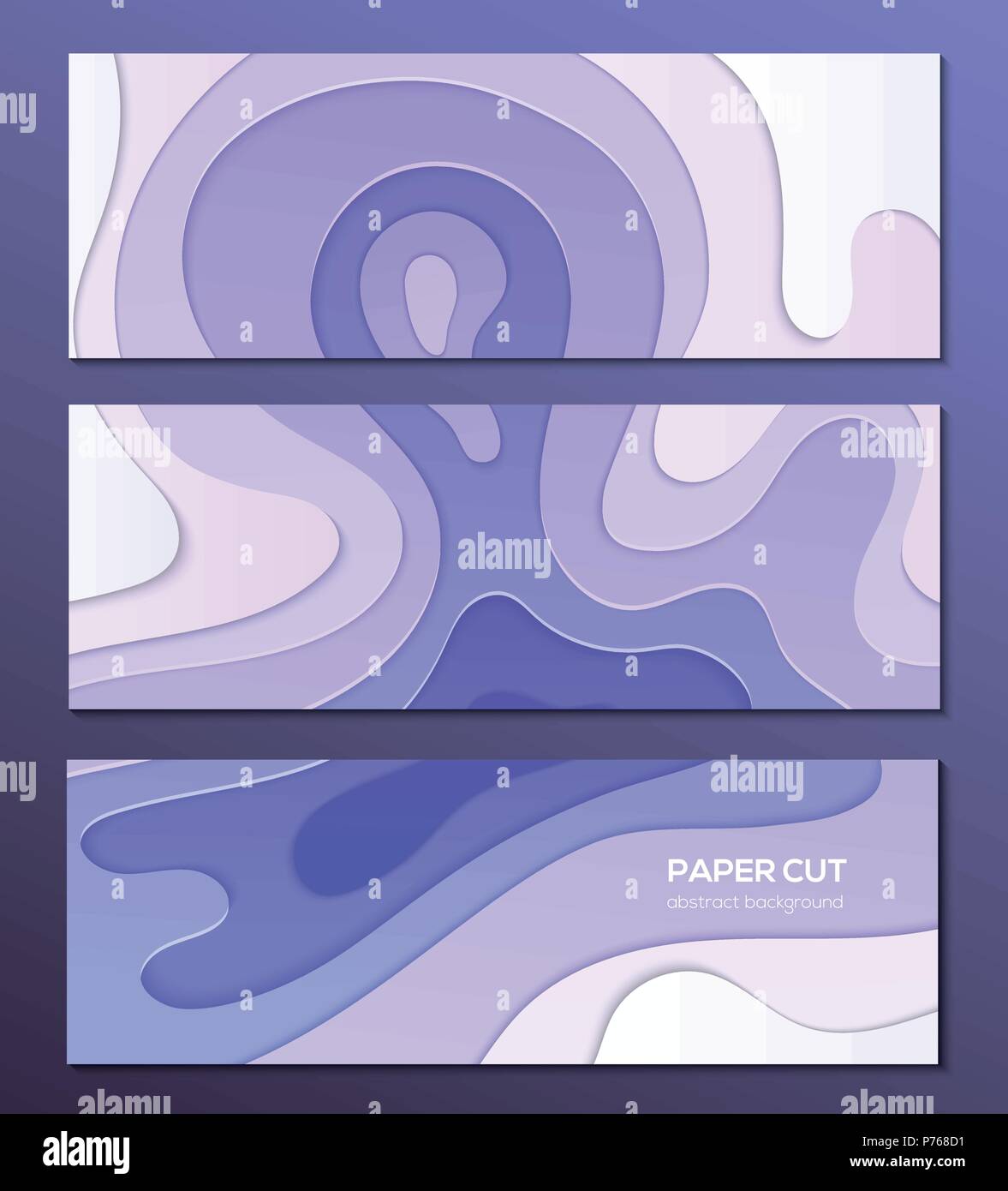 Purple abstract layout - set of modern colorful vector posters on dark ...