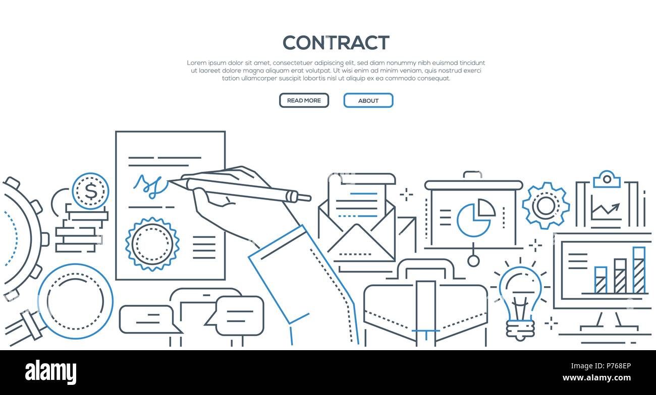 Contract - modern line design style illustration on white background ...