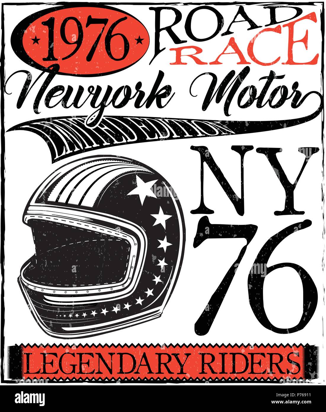 Motorcycle Racing Typography Graphics and Poster. Helmet and Old school ...