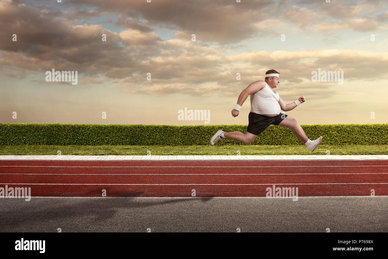Running fat man hi-res stock photography and images - Alamy