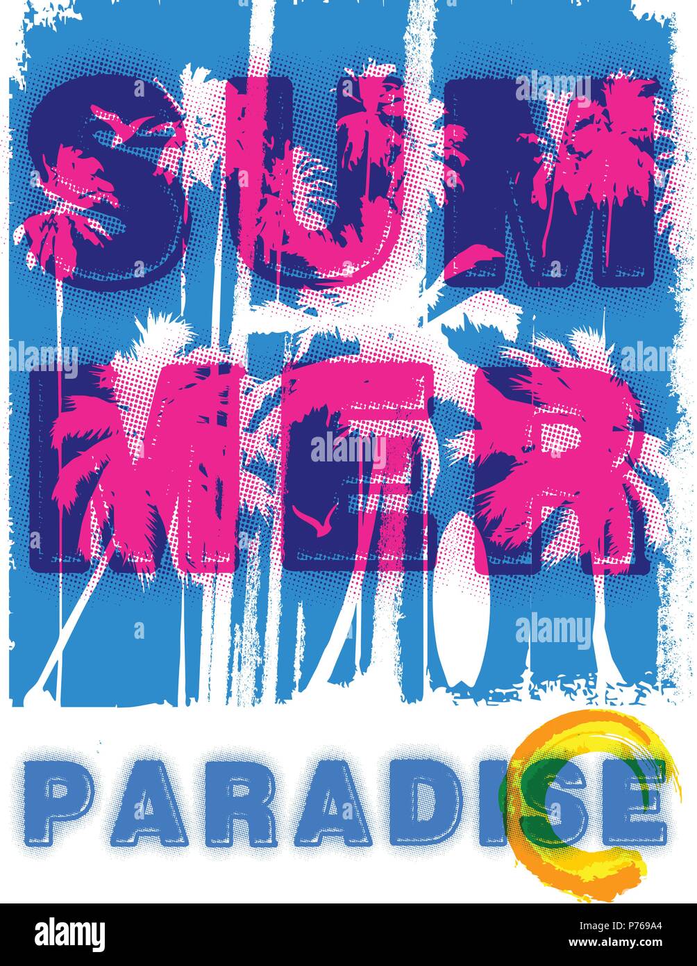 Summer beach vector background in retro style Stock Vector Image & Art ...