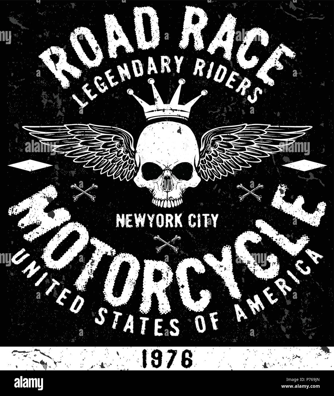 Vintage motorcycle shirt graphic Black and White Stock Photos & Images ...