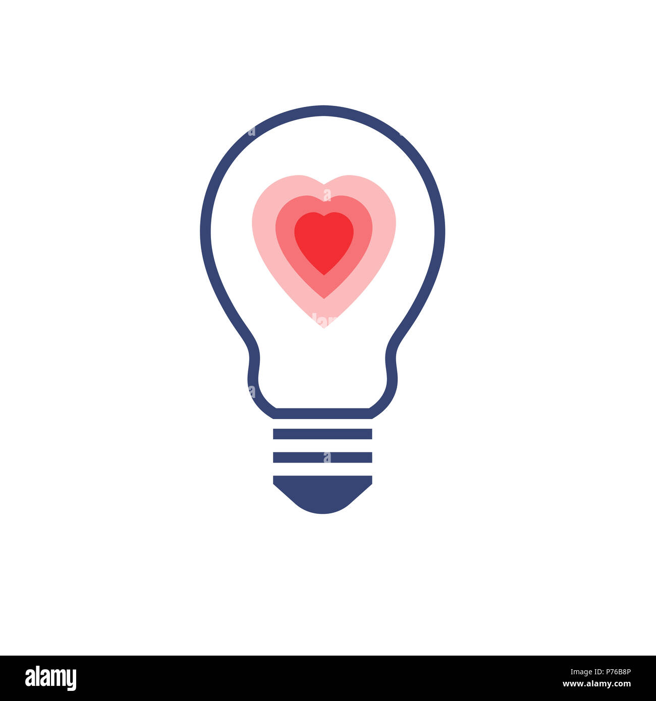 Vector illustration with light bulb concept. Light bulb with heart ...