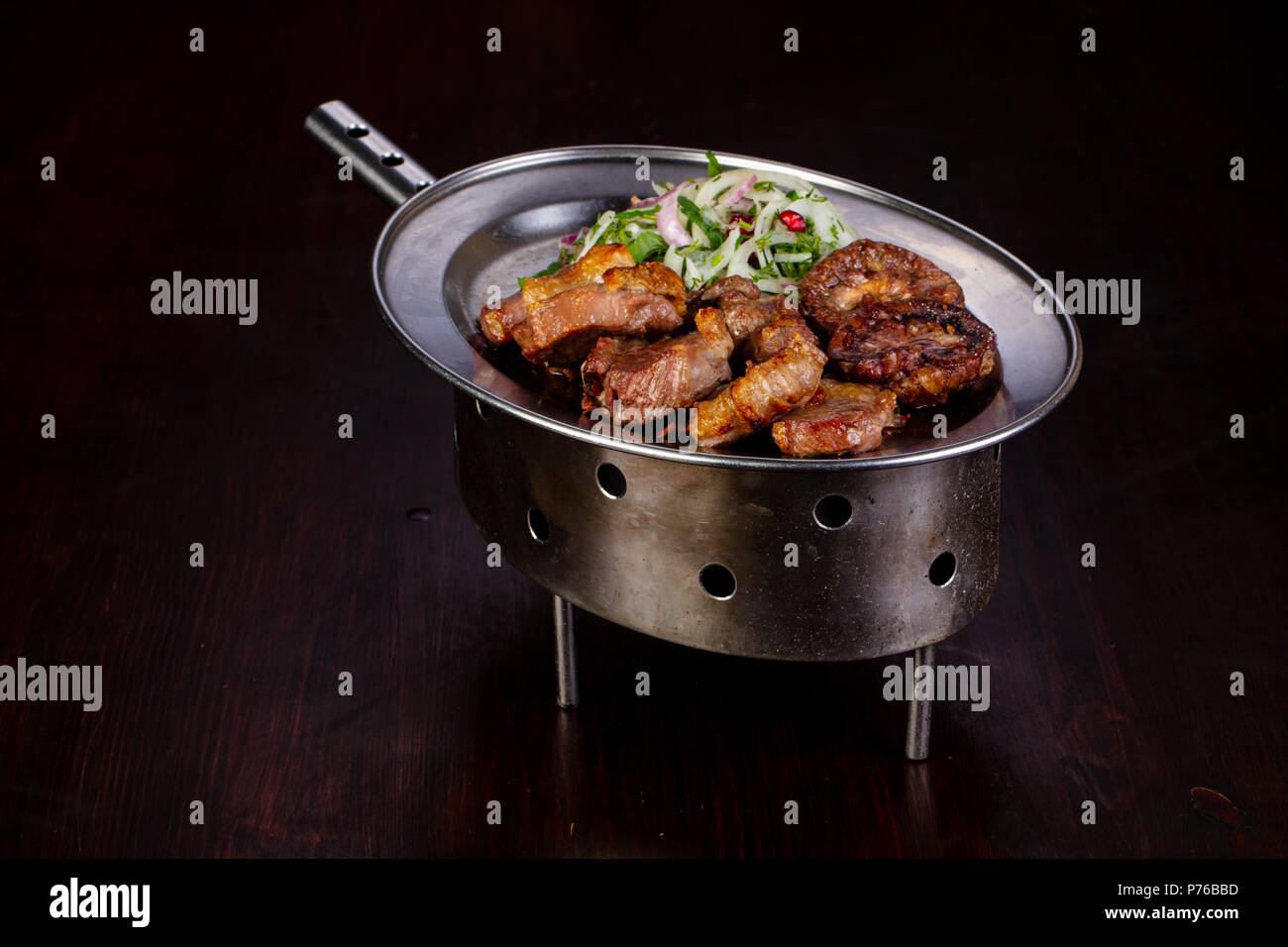 Grilled meat bbq plate mix Stock Photo - Alamy