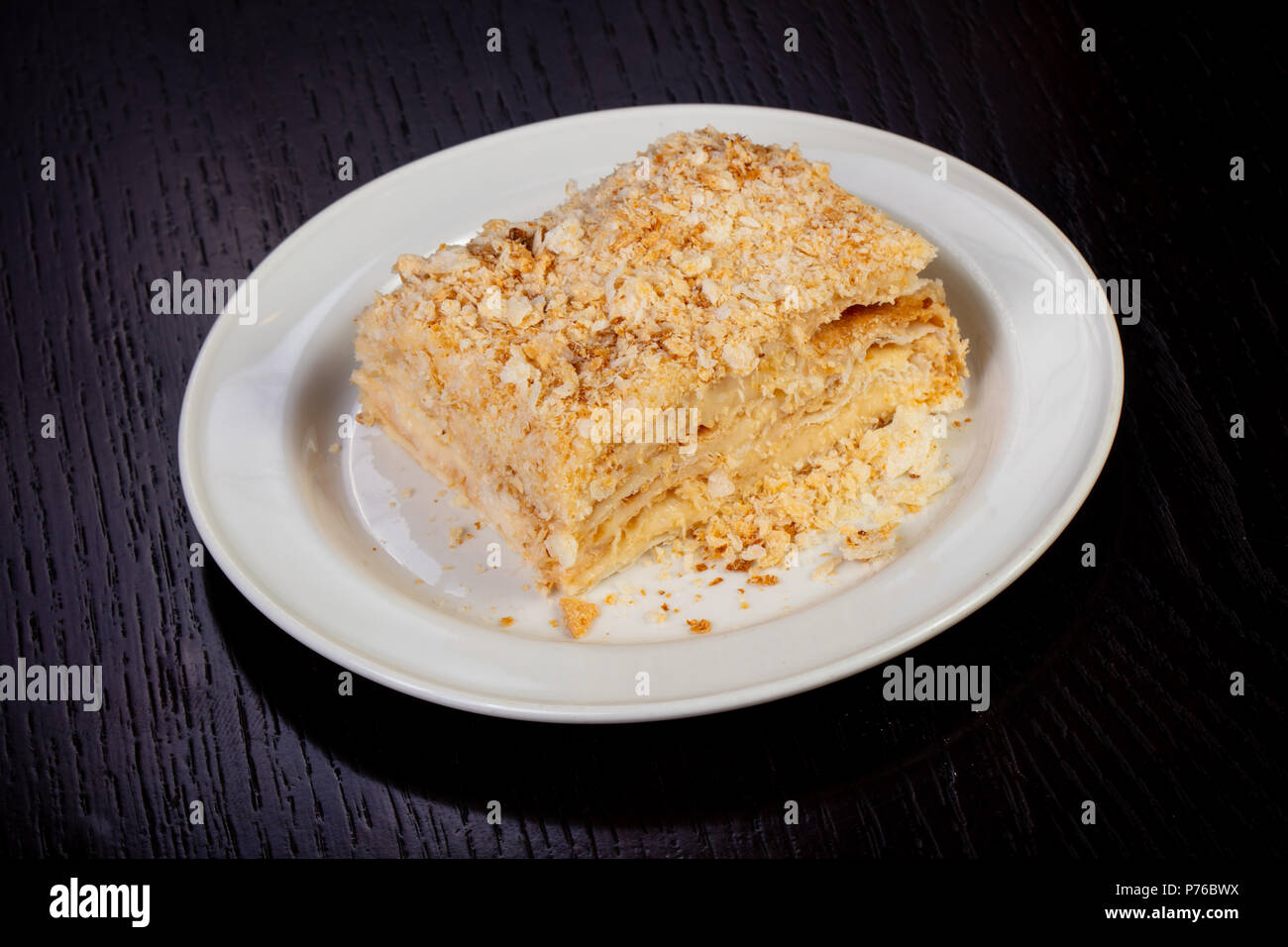 Delicious napoleon cake with cream Stock Photo - Alamy