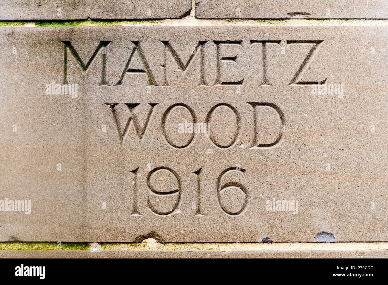 Mametz Wood, The Somme, France - The stone plinth name at the memorial ...