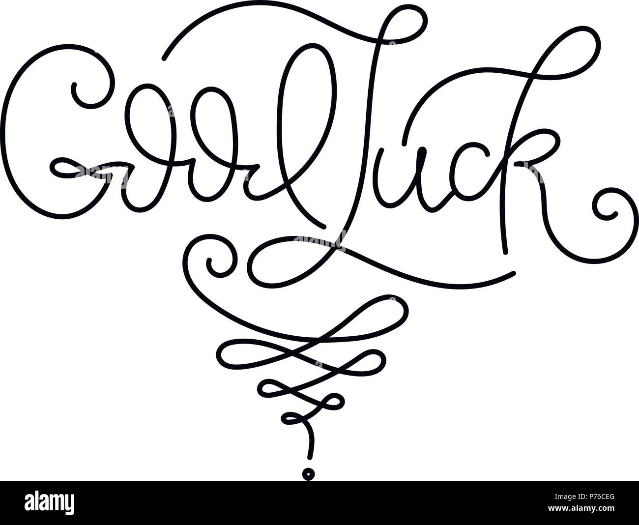 Good luck. Hand drawn lettering typography. Fortune logotype, badge ...