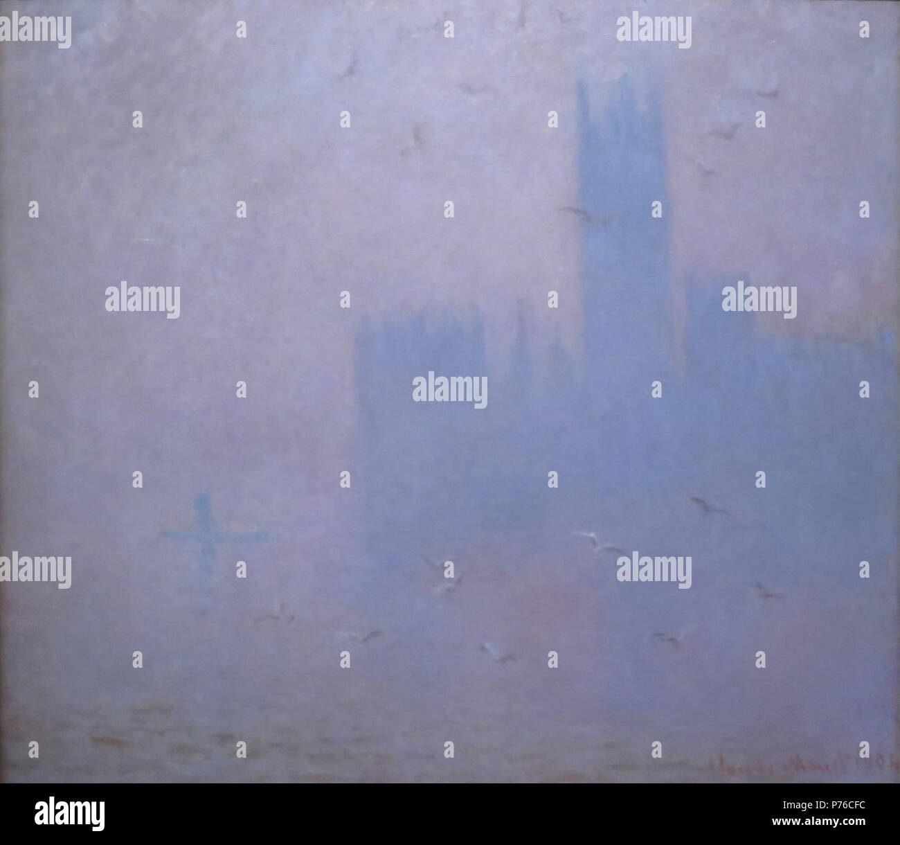 . Seagulls, the River Thames and the Houses of Parliament . English ...