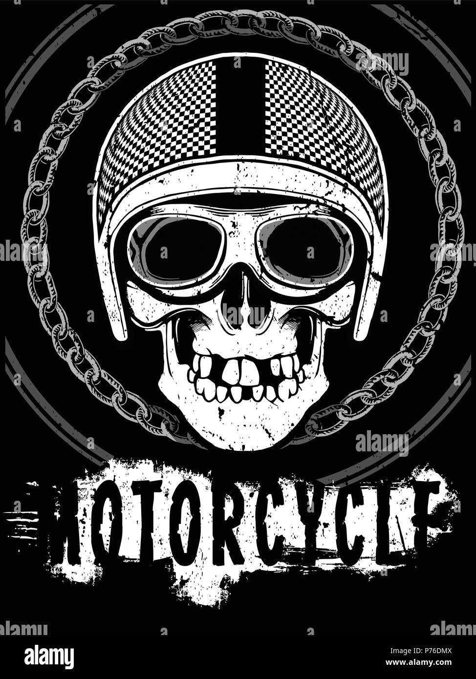 Motorcycle Racing Typography Graphics and Poster. Skull and Old school ...