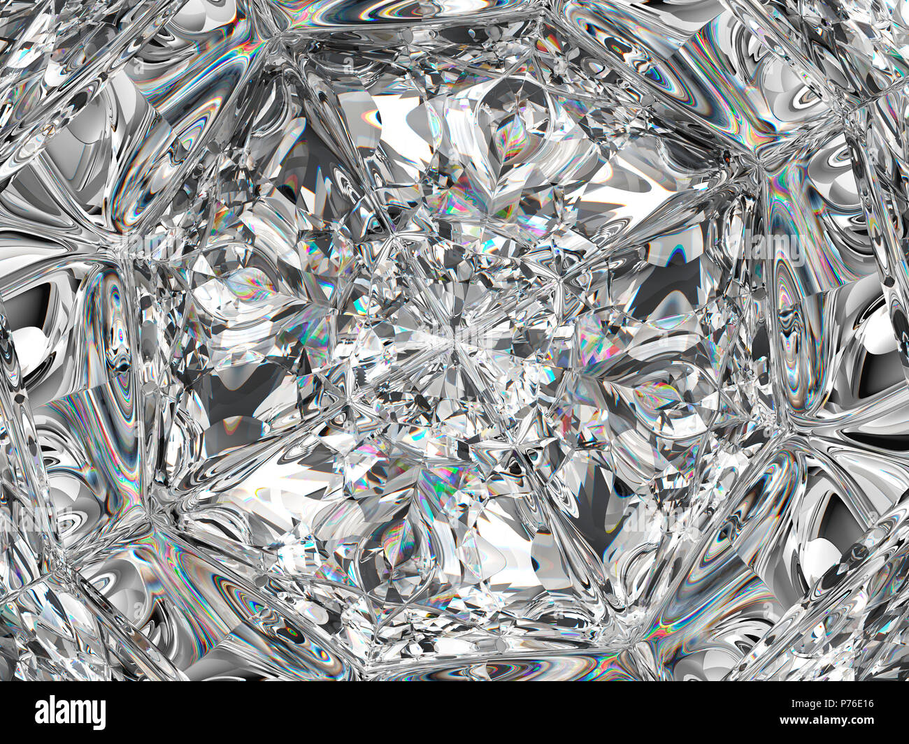 diamond structure extreme closeup and kaleidoscope. top view of round ...