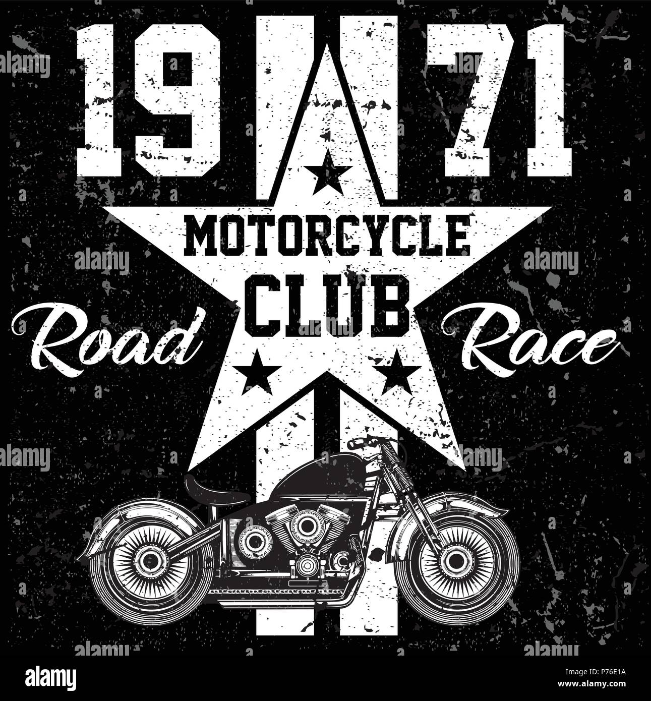 Vintage motorcycle. Hand drawn grunge vintage illustration Stock Vector ...