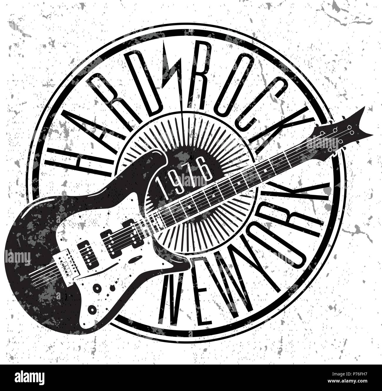 Cool grunge hand drawn electric guitar with distorted text in it. Rock ...