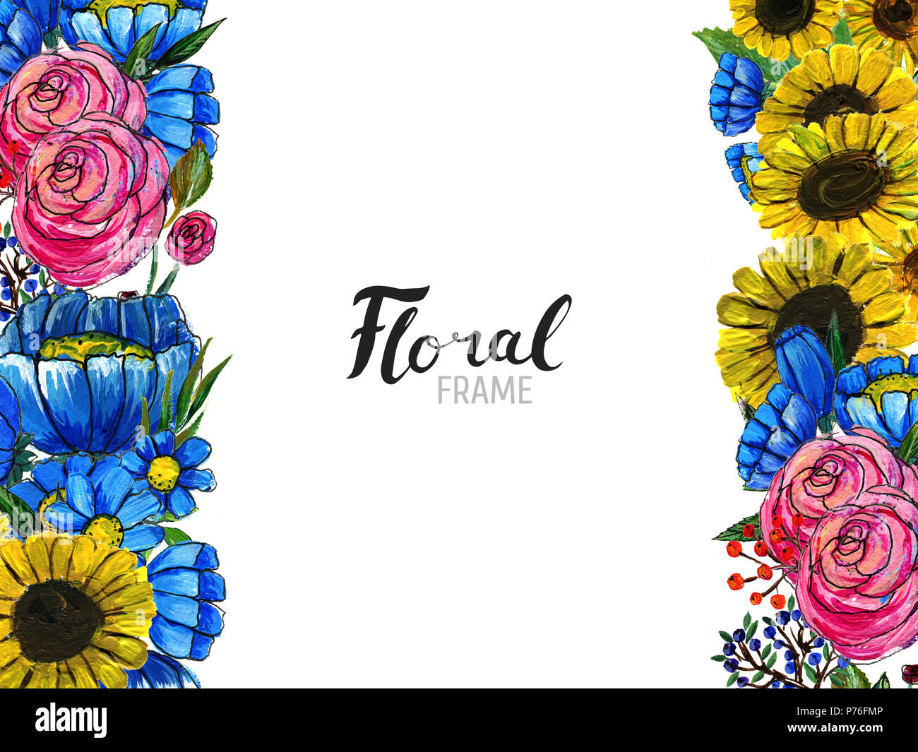 Hand drawn Flower Border Stock Photo - Alamy