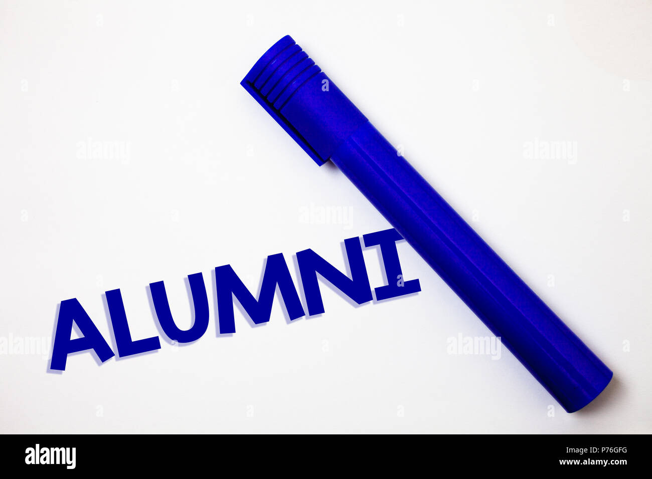 Handwriting text Alumni. Concept meaning Alum Old graduate Postgraduate ...