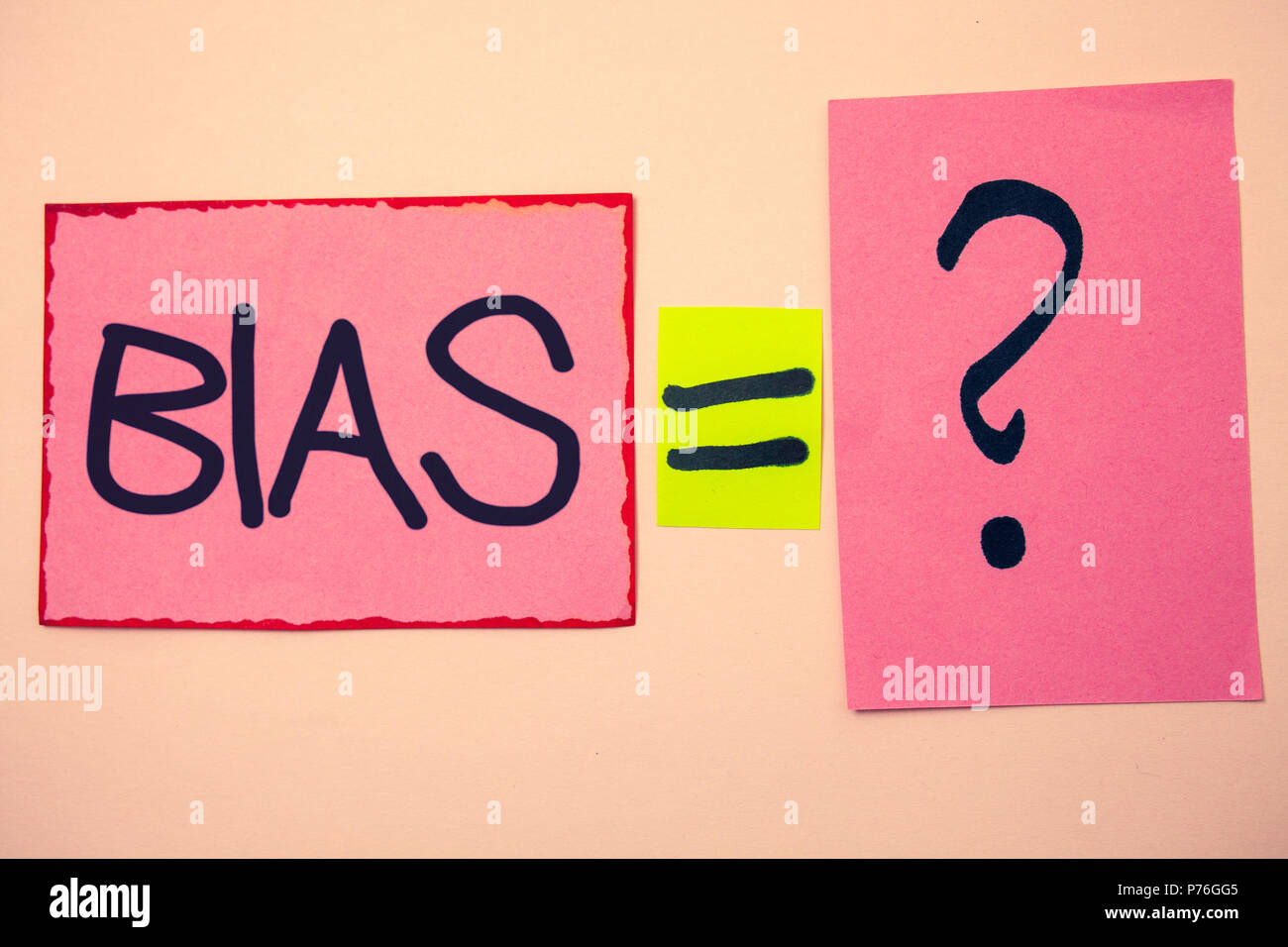 Handwriting text Bias. Concept meaning Unfair Subjective One-sidedness ...