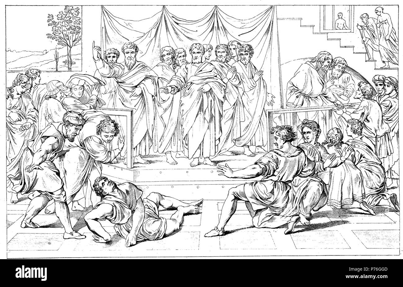 The Death of Ananias, by Raphael, digital improved reproduction of an ...