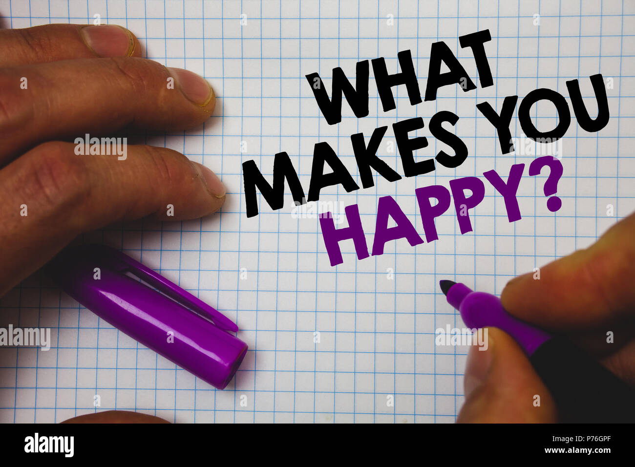 Text sign showing What Makes You Happy Question. Conceptual photo ...