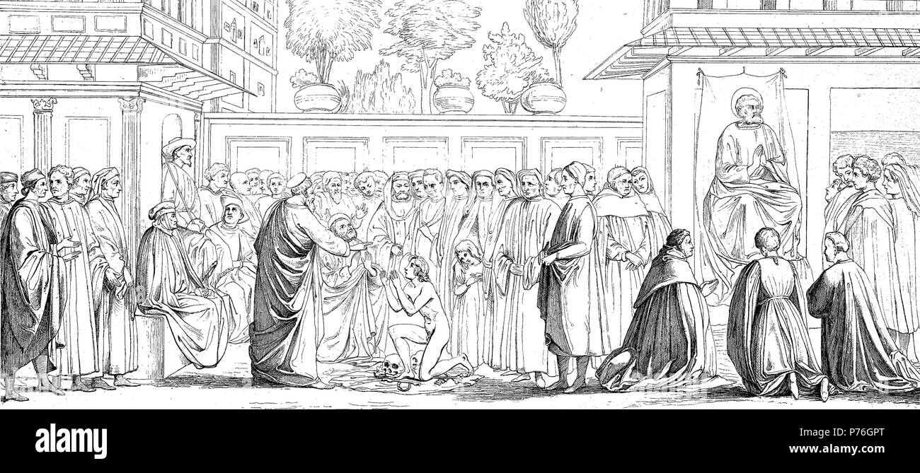 Resurrection of the Son of Theophilus, by Masaccio, digital improved ...