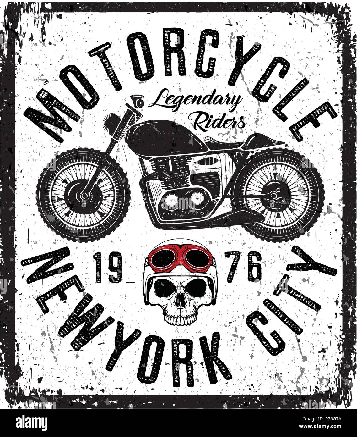 Vintage motorcycle poster t shirt graphic design Stock Vector Image ...