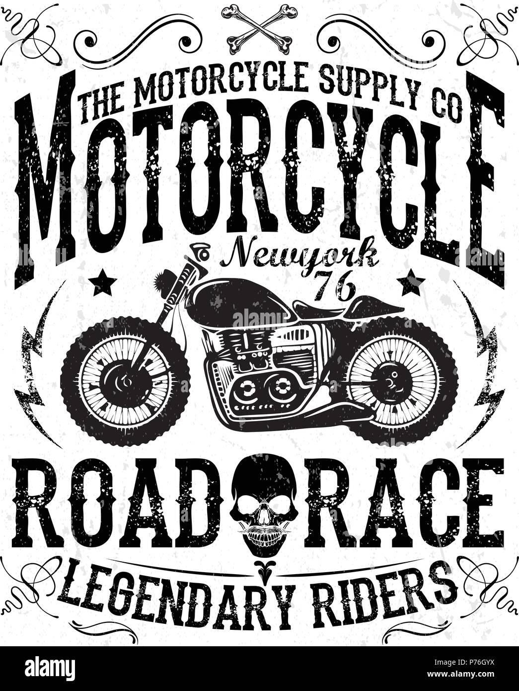 Vintage motorcycle poster t shirt graphic design Stock Vector Image ...