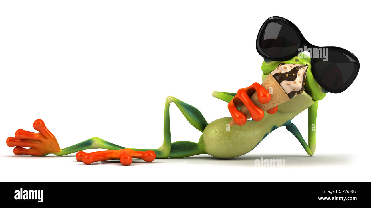 Fun frog - 3D Illustration Stock Photo - Alamy