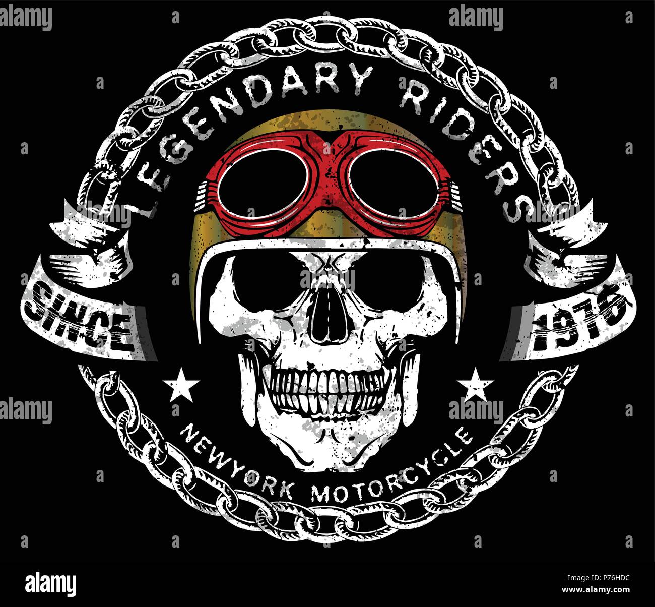 Vintage Biker Skull Emblem Tee Graphic Stock Vector Image & Art - Alamy