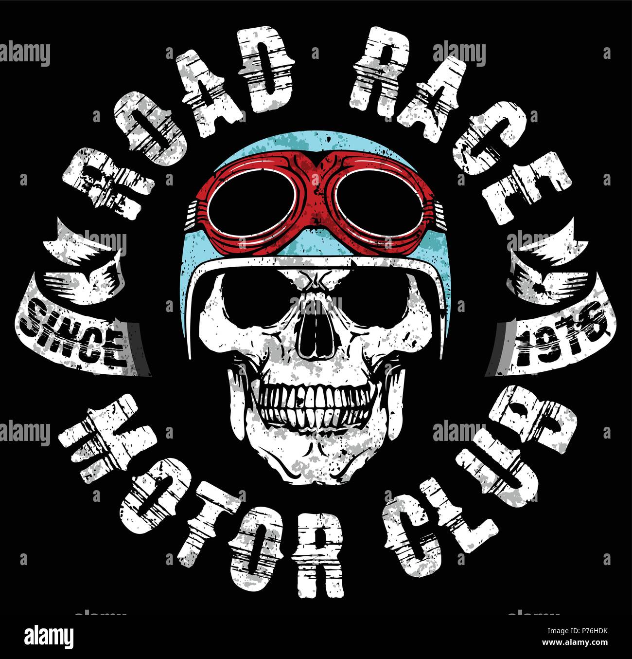 Vintage Biker Skull Emblem Tee Graphic Stock Vector Image & Art - Alamy
