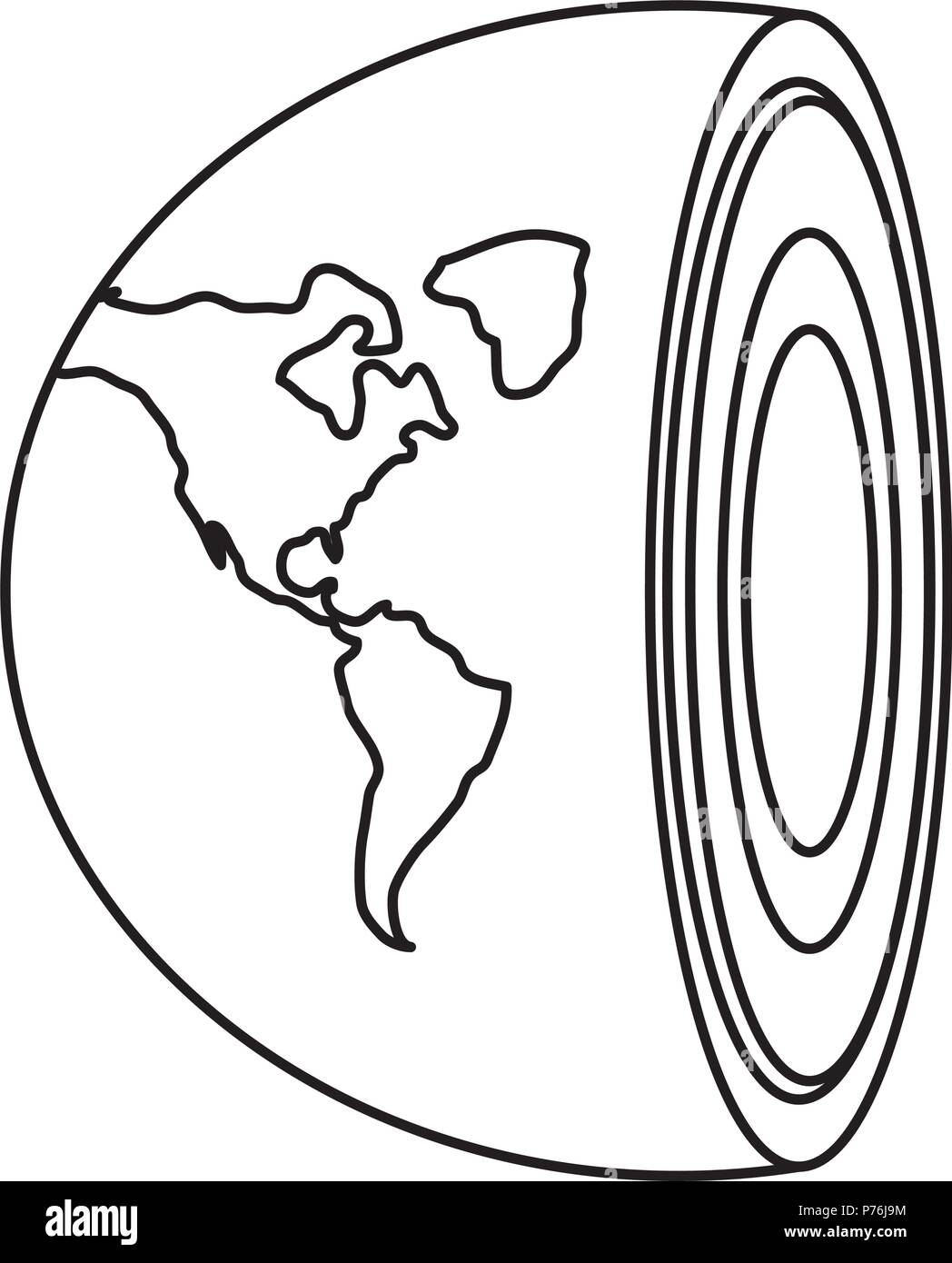 Earth core. Center of planet icon over white background, vector ...