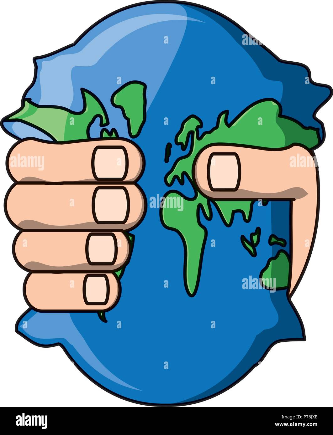 hand Squeezing the Earth planet icon over white background, vector ...