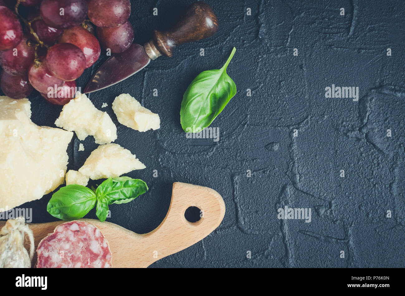 Assorted Italian traditional products food set. Salami, cheese and ...