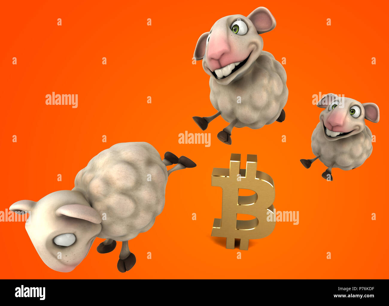 Sheep and bitcoin - 3D Illustration Stock Photo - Alamy