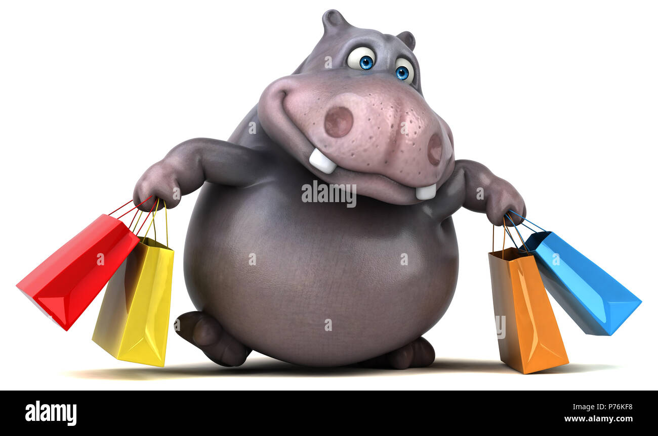 Fun hippo - 3D Illustration Stock Photo - Alamy