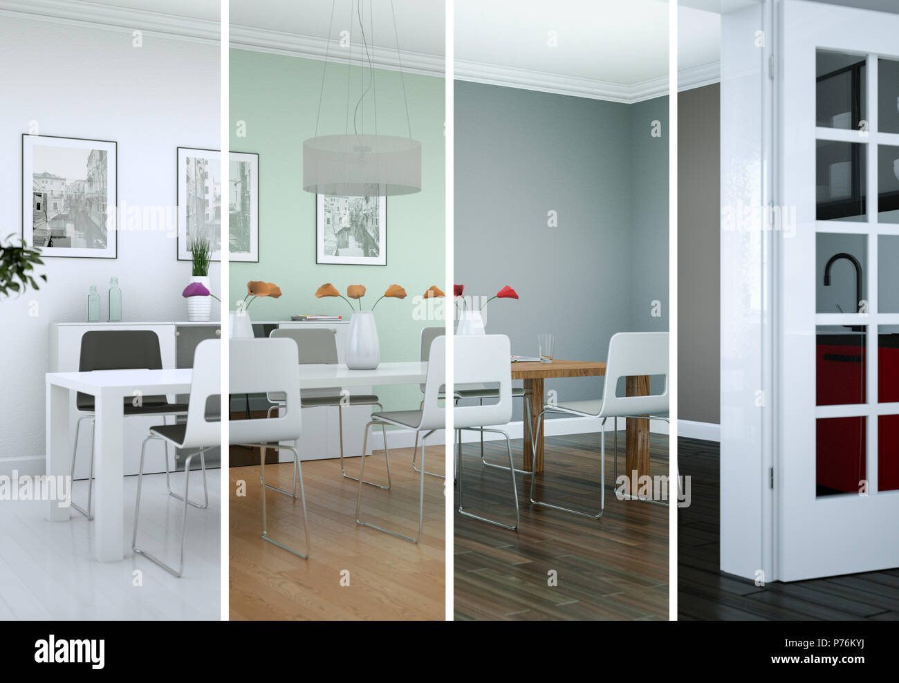 Splitted color variations of a modern loft interior design Stock Photo ...