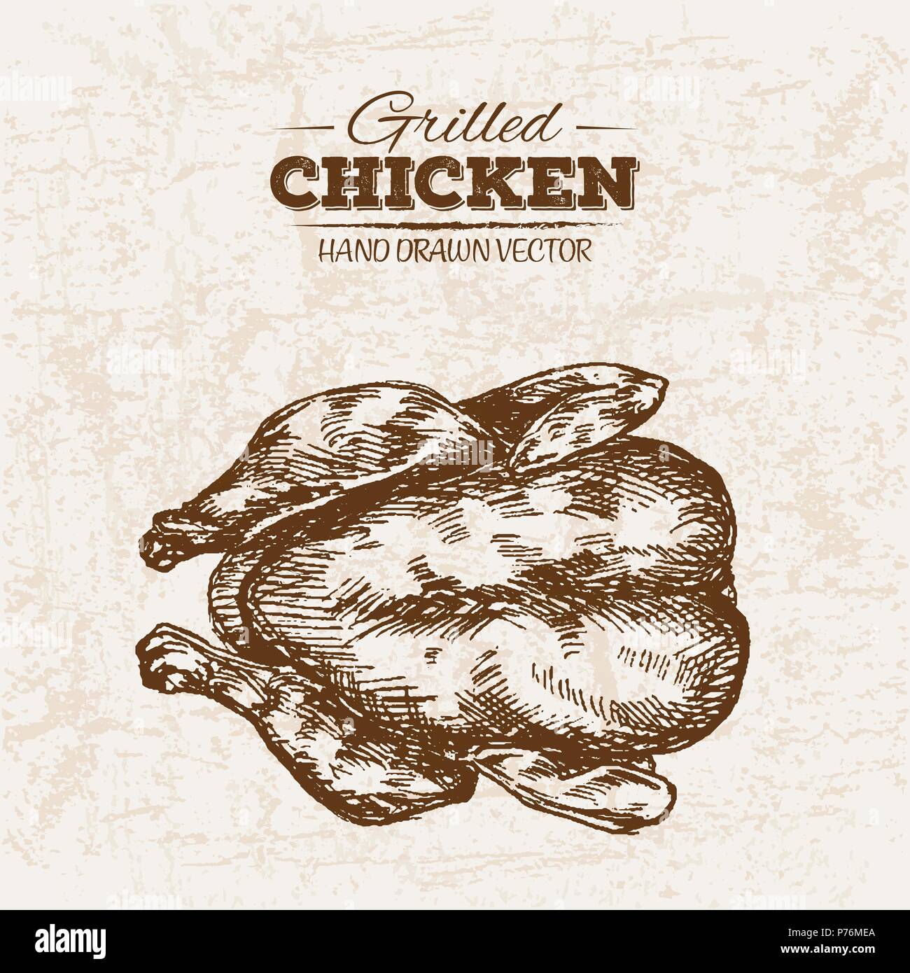 Hand drawn sketch chicken meat, farm fresh food, black and white ...