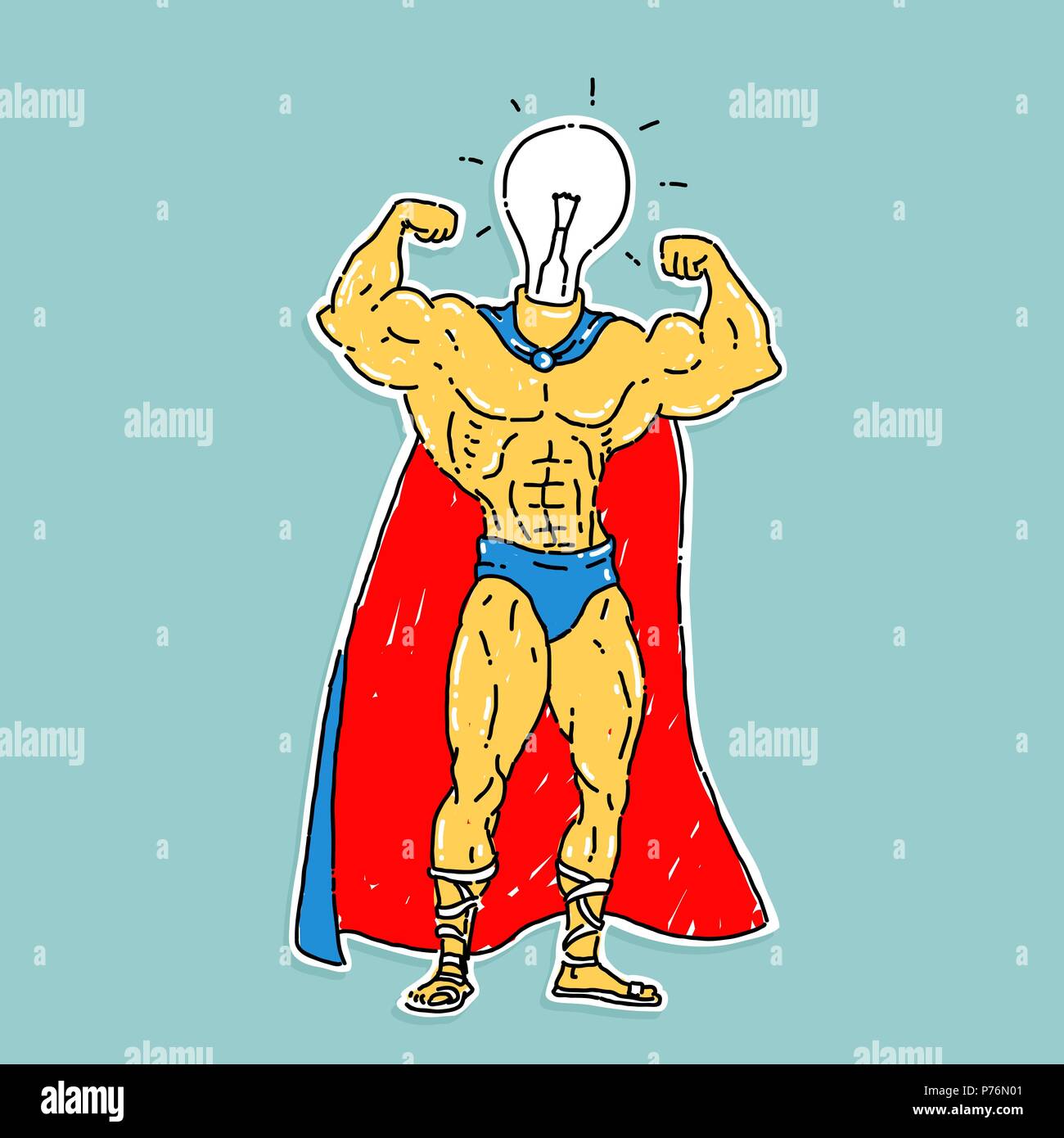 Light Bulb Hero Cartoon Style Stock Vector Image & Art - Alamy
