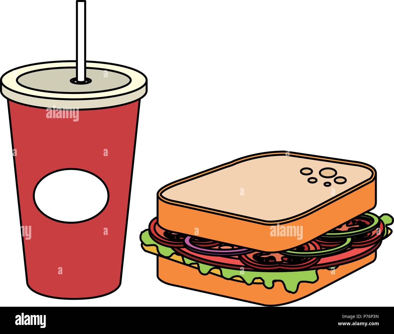 soda with delicious fast food vector illustration design Stock Vector ...