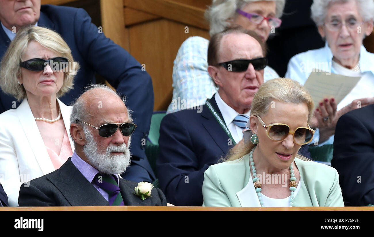 Prince and Princess Michael of Kent in the Royal box on centre court on ...