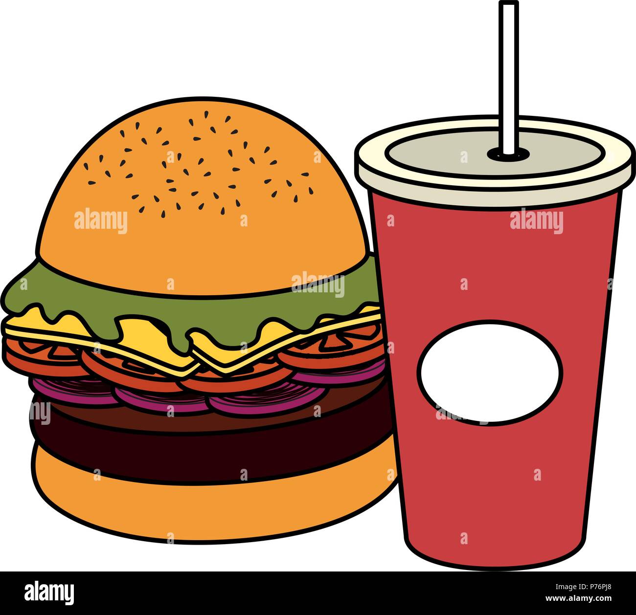 soda with delicious fast food vector illustration design Stock Vector ...