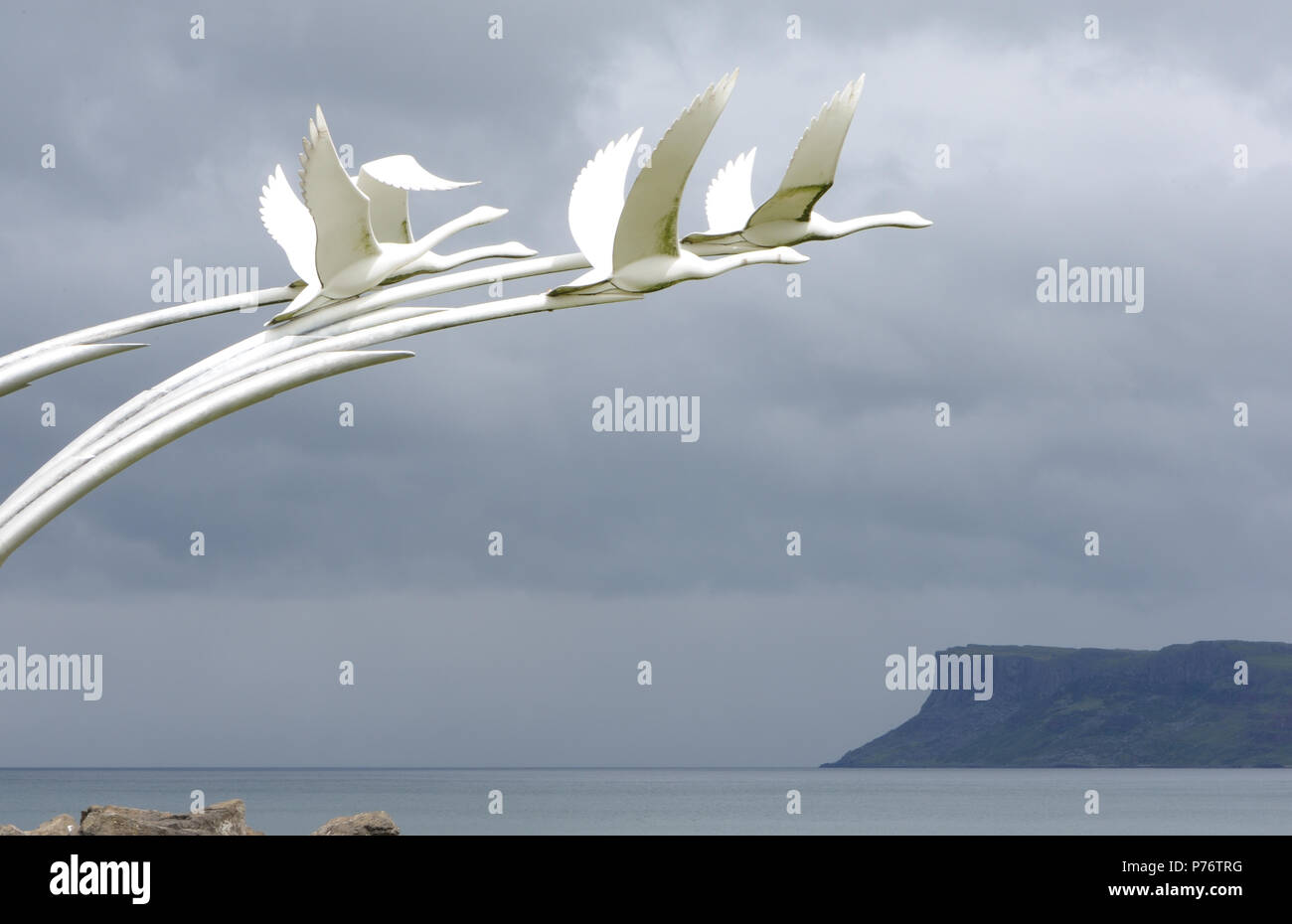 Statue of four swans, the Children of Lir, four children turned to ...