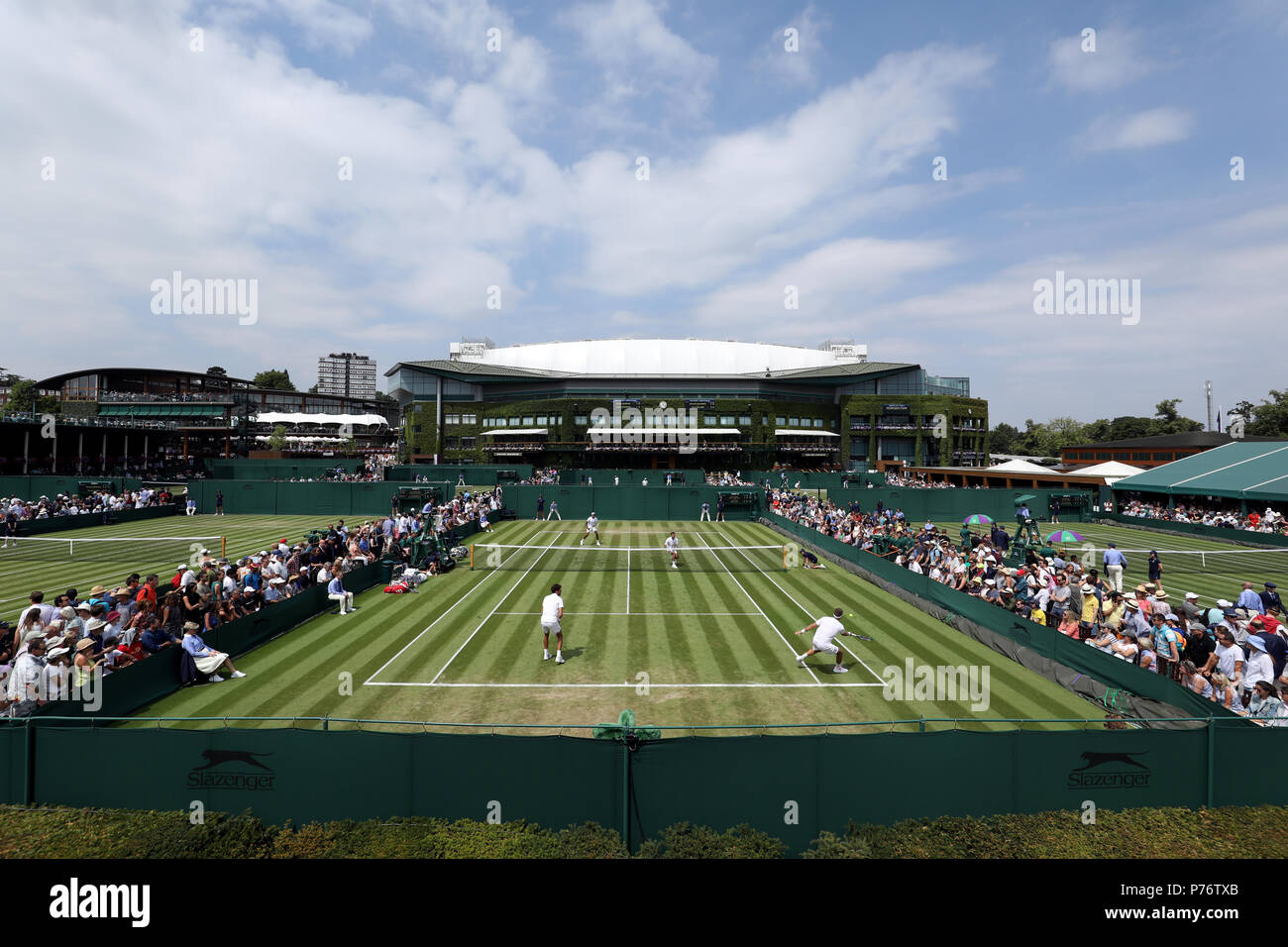 A general view of double's action on court 10 between Robin Haase and ...