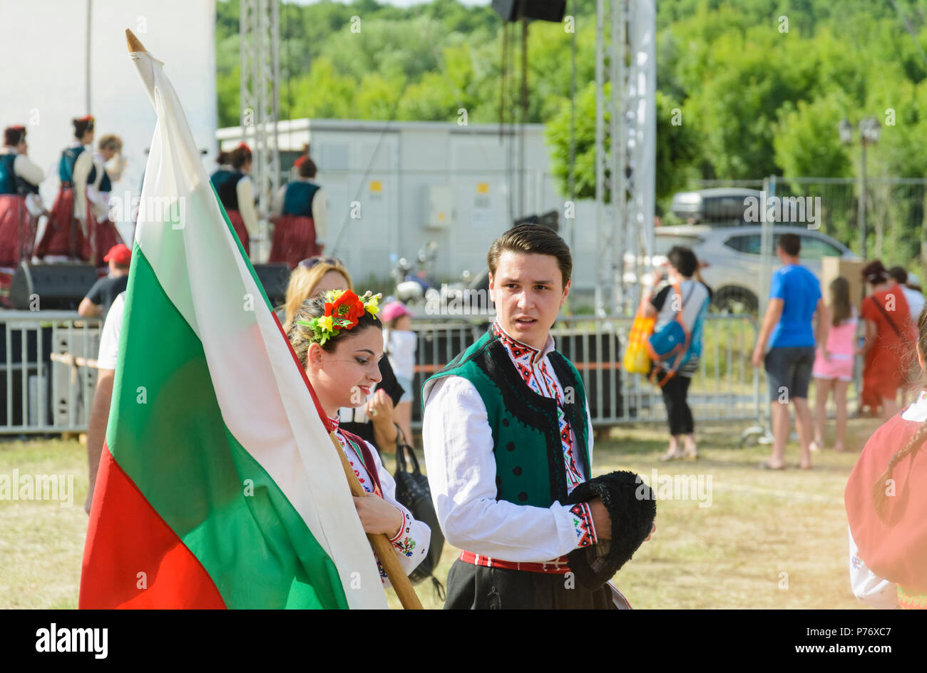 Kranevo, Bulgaria - June 10, 2018: People in authentic folklore costume ...