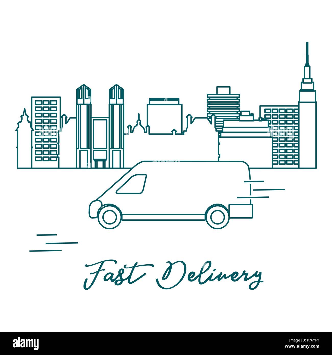 Downtown delivery truck Stock Vector Images - Alamy