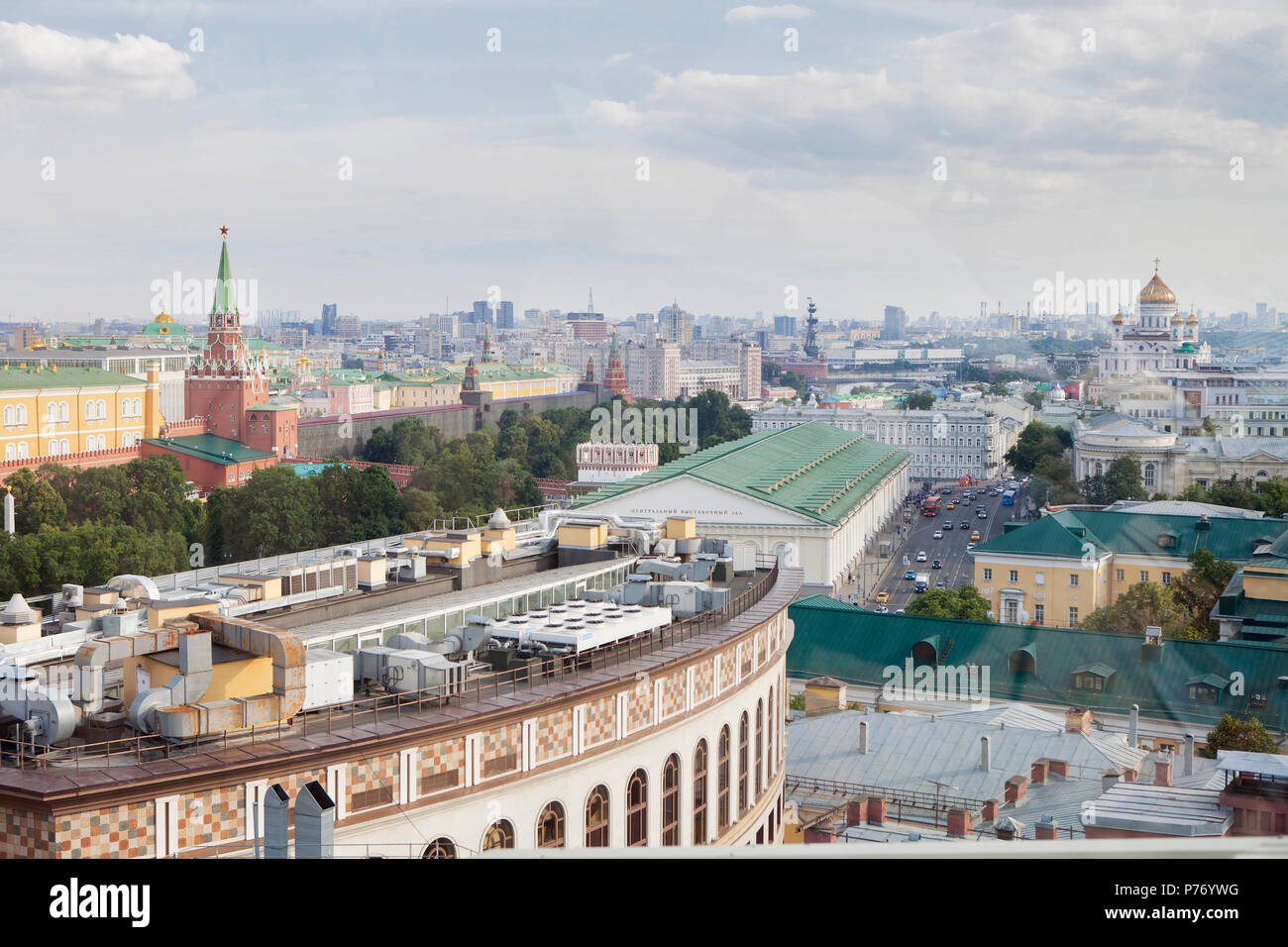 Moscow, RUSSIA - June 25, 2018: Aerial roof view on Moscow historical ...
