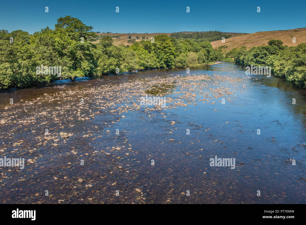 North Pennines landscape, the river Tees upstream from Beckstones Wath ...