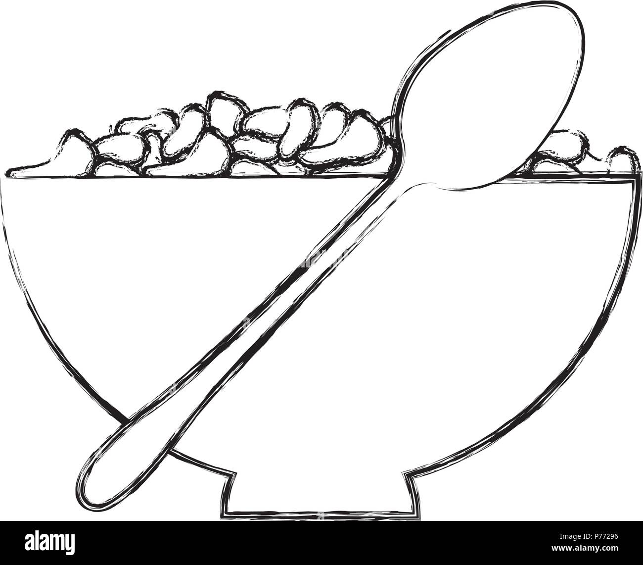 cereal dish with spoon Stock Vector Image & Art - Alamy